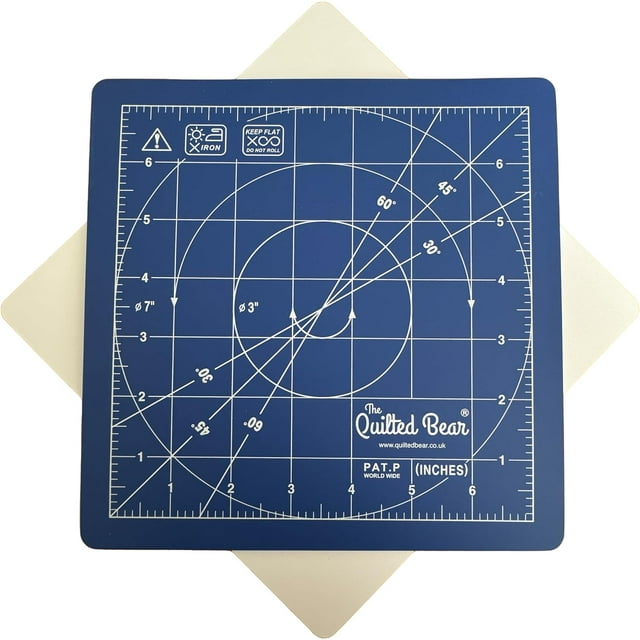 The Quilted Bear Rotating, Locking & Self-Healing Cutting Mat Blue - 7" x 7" - Walmart.com