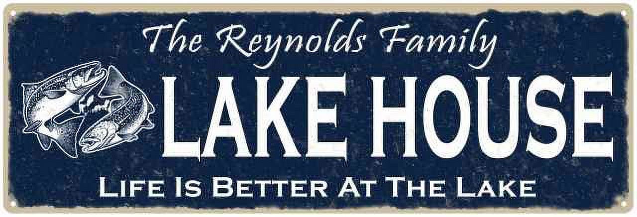 The REYNOLDS Family Lake House Sign 8x24 Metal Fishing Cabin Decor ...