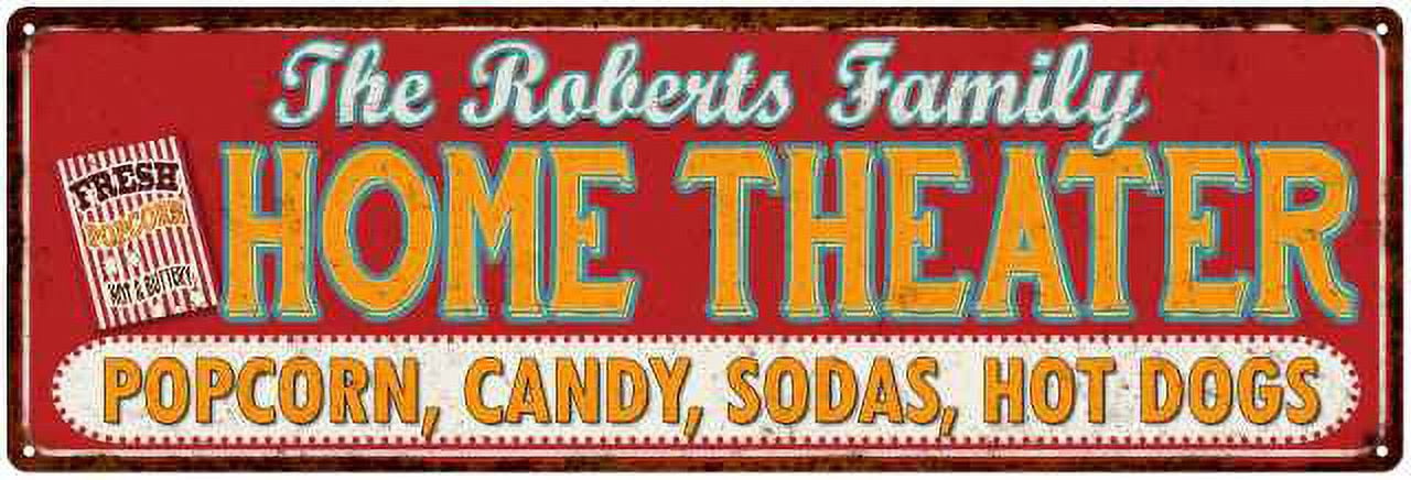 The ROBERTS Family Home Theater Sign Gift 6x18 Metal Movies Decor ...
