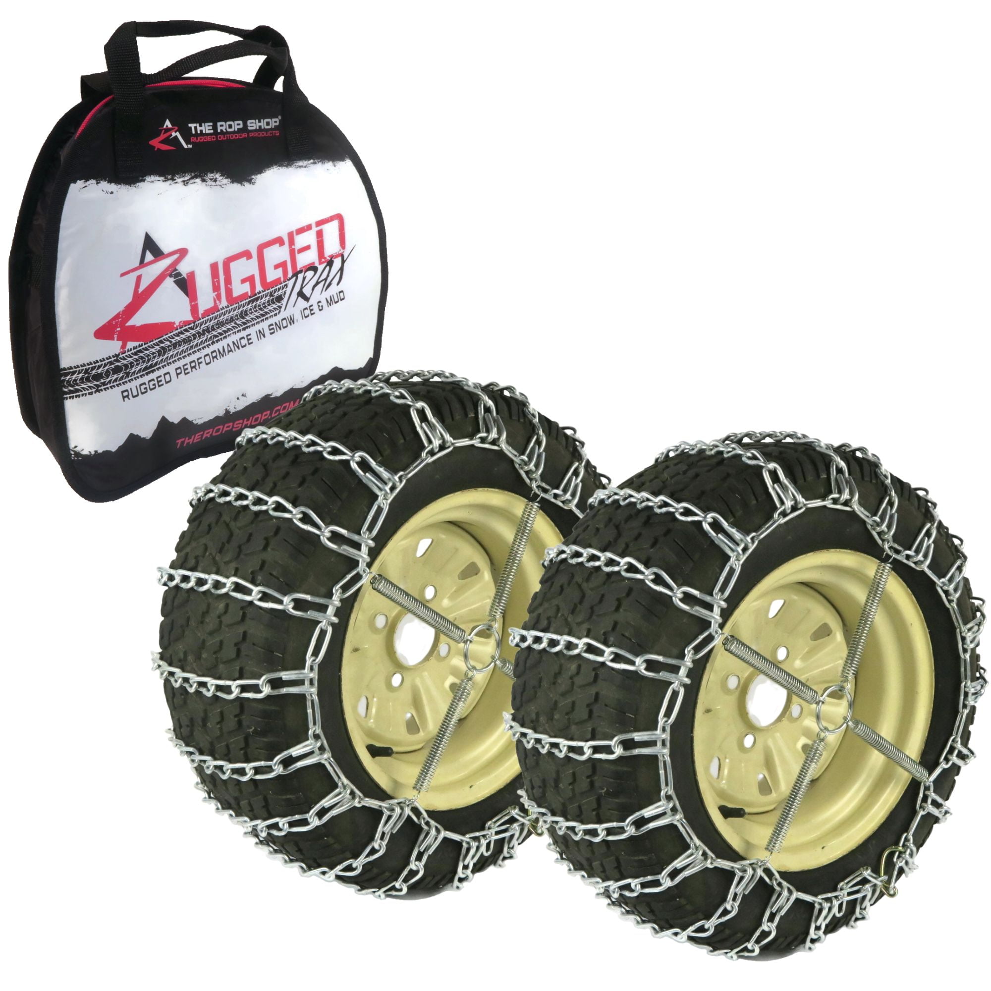 The ROP Shop 2 Link Tire Chain & Tensioners Pair for Kubota Tractor ...