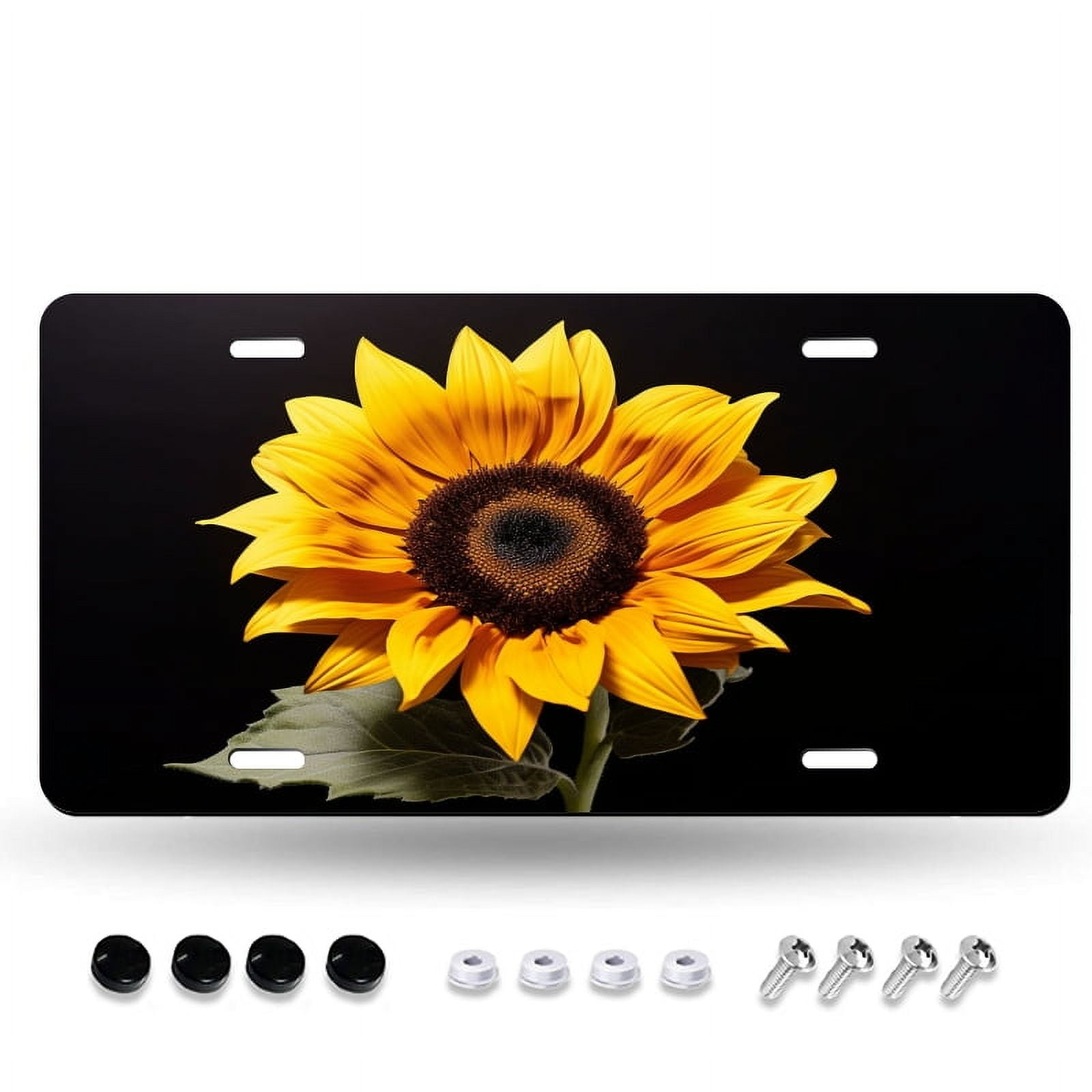 The Radiant Allure of a Sunflower License Plate Frame, Decorative ...