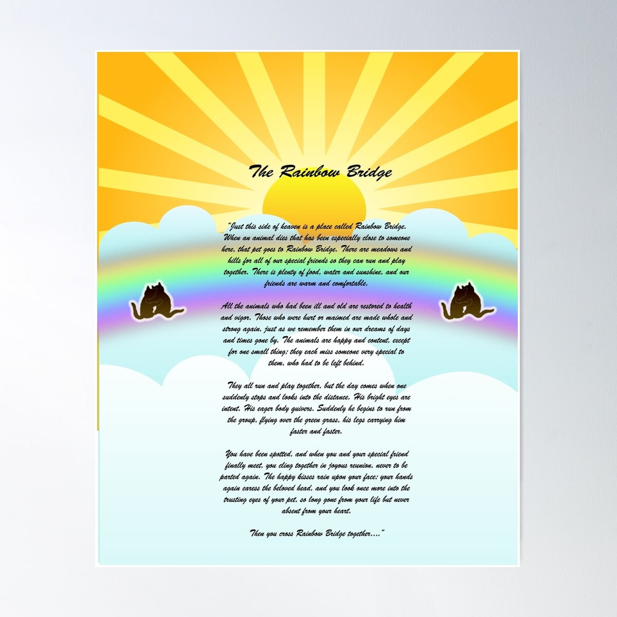 The Rainbow Bridge Pet Poem Poster Wall Art, Modern Wall Decor For Living Room Bedroom, 8x12 ...