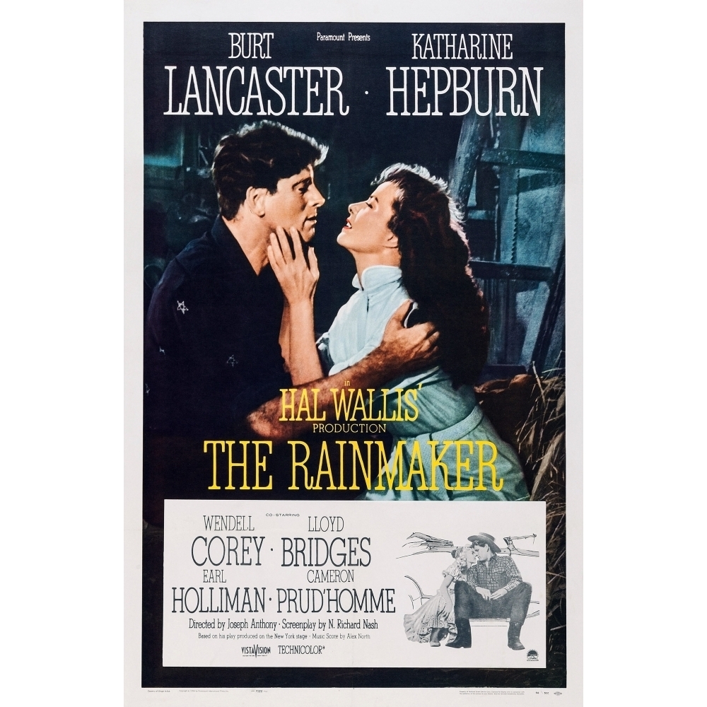 The Rainmaker Us Poster Art From Left: Burt Lancaster Katharine Hepburn 1956 Movie Poster ...