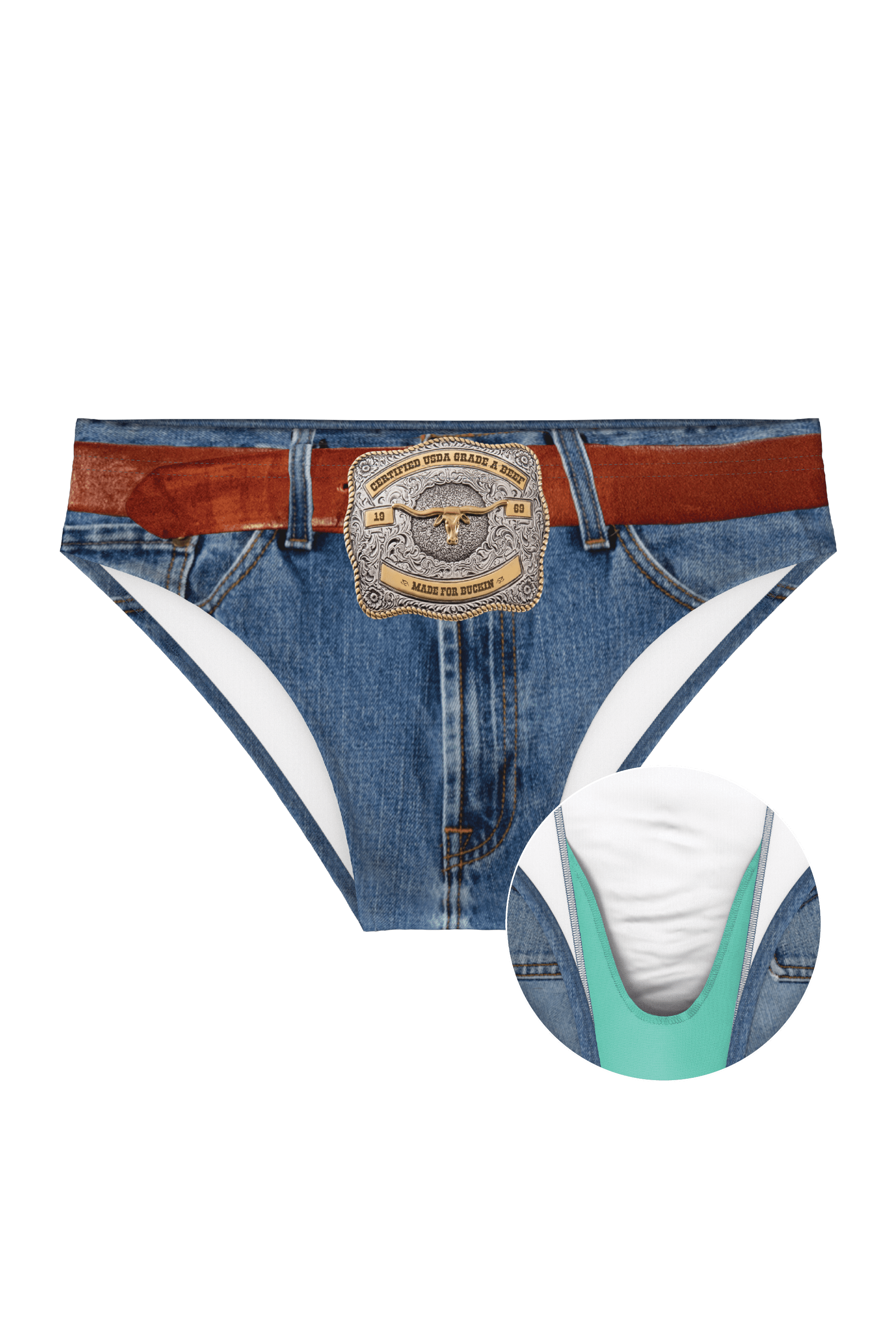 The Ranch Hand - Shinesty Western Denim Ball Hammock Pouch Swim Briefs ...