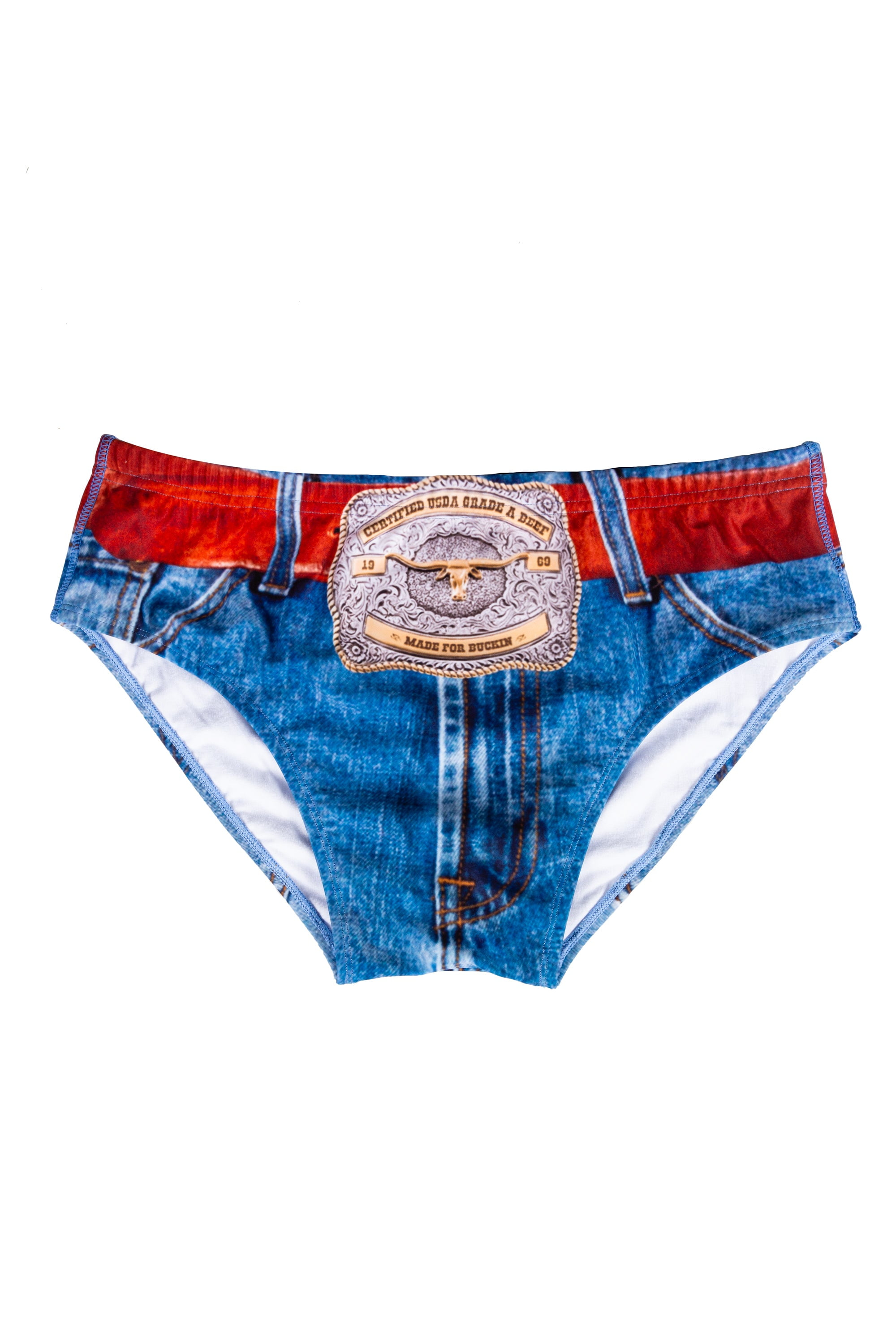 The Ranch Hand - Shinesty Western Denim Printed Swim Brief Large ...