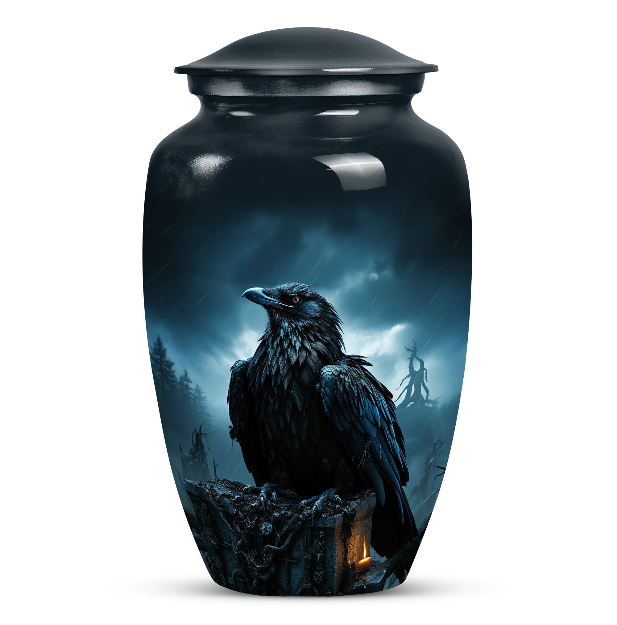 The Raven's Vigil - Majestic Large Urn for Ashes - Adult Male Cremation ...