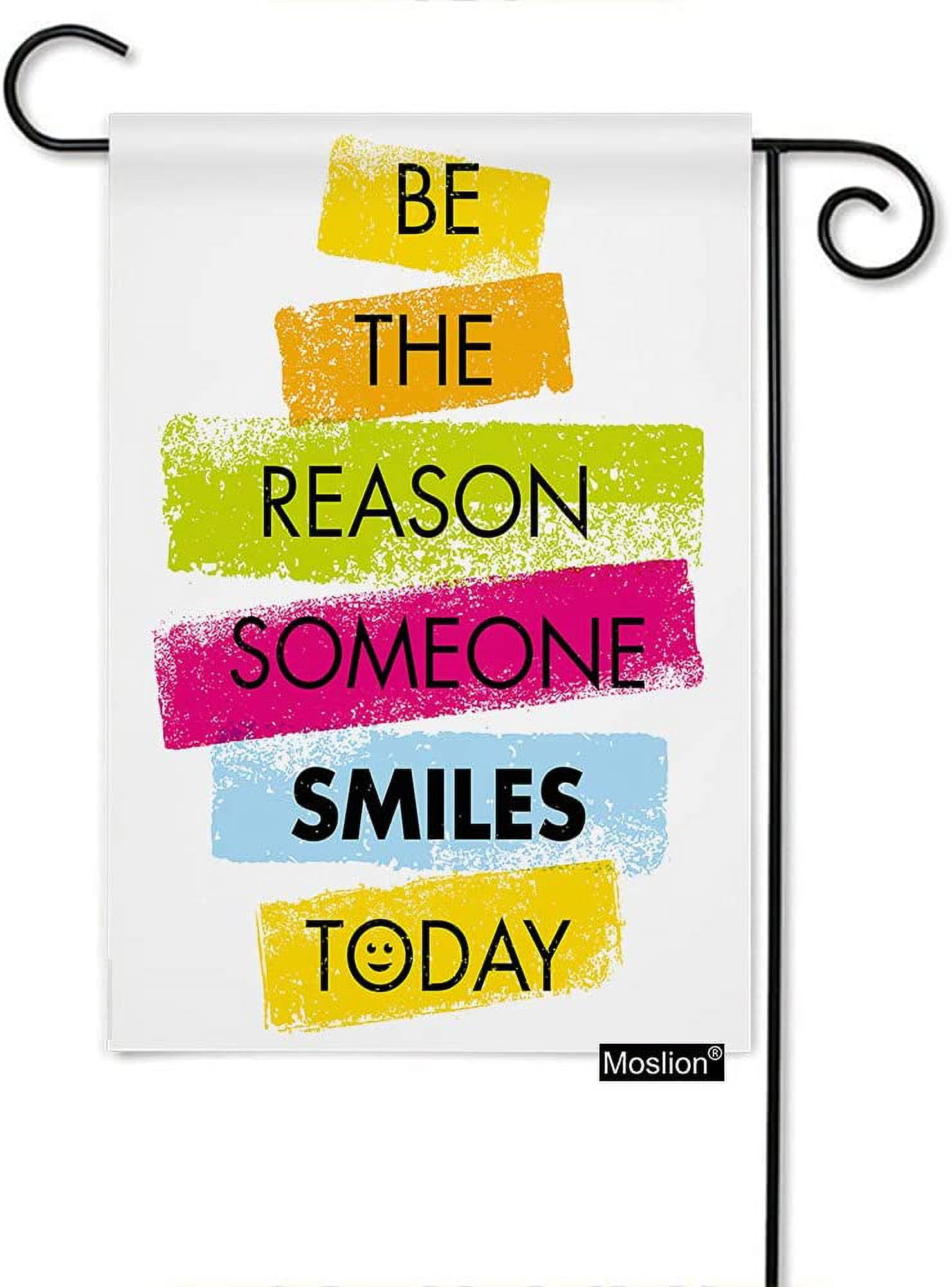 The Reason Someone Smiles Today Garden Flag 12x18 Inch Rainbow Color Motivational Quote Word ...