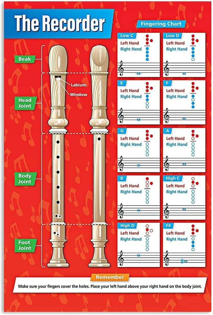 The Recorder Fingering Chart Knowledge Metal Signs Vintage Recorder ...