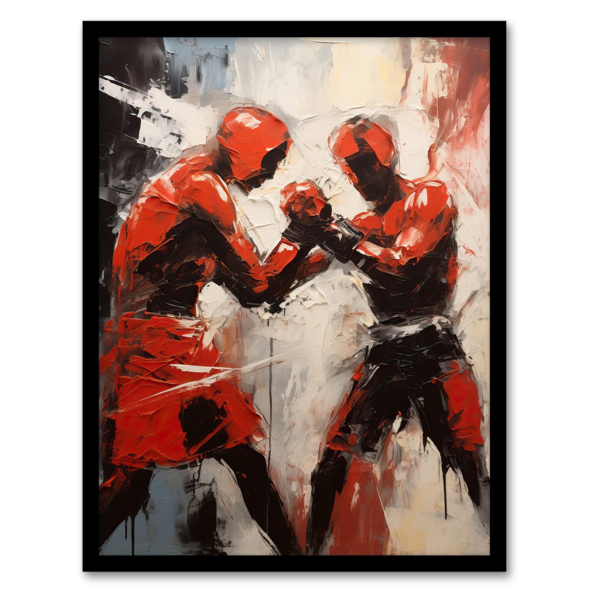 The Red Boxers Boxing Sparring Oil Painting Action Sport Artwork ...
