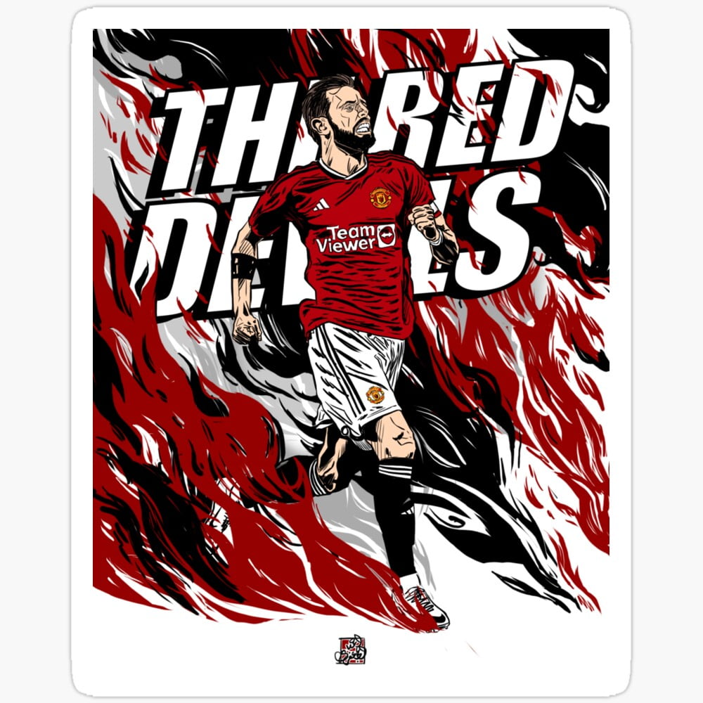 The Red Devils Manchester United Bruno Fernandes Sticker Phone Decal ...