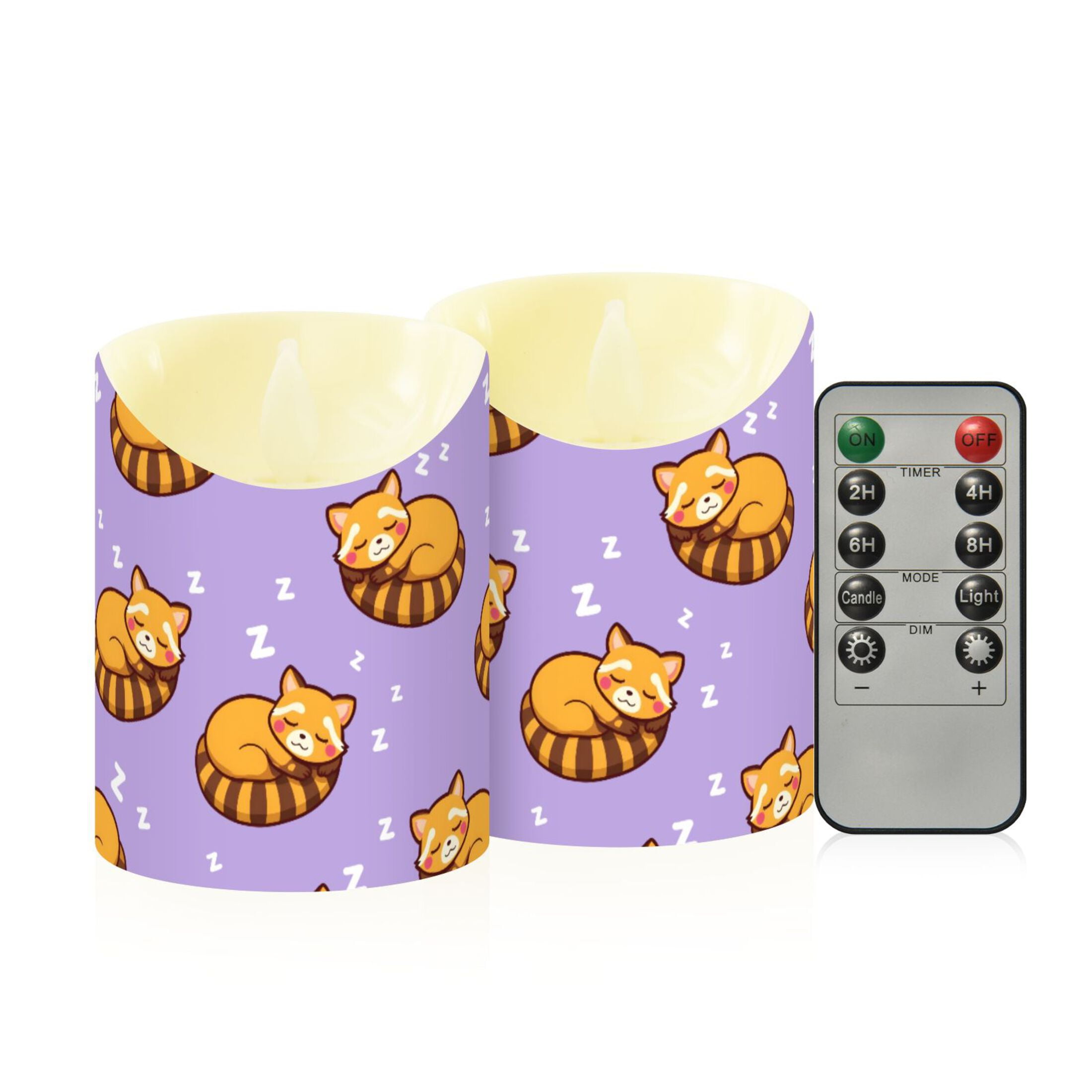 The Red Panda Is Sleeping Flameless Candles 2 PCS with Remote Realistic ...