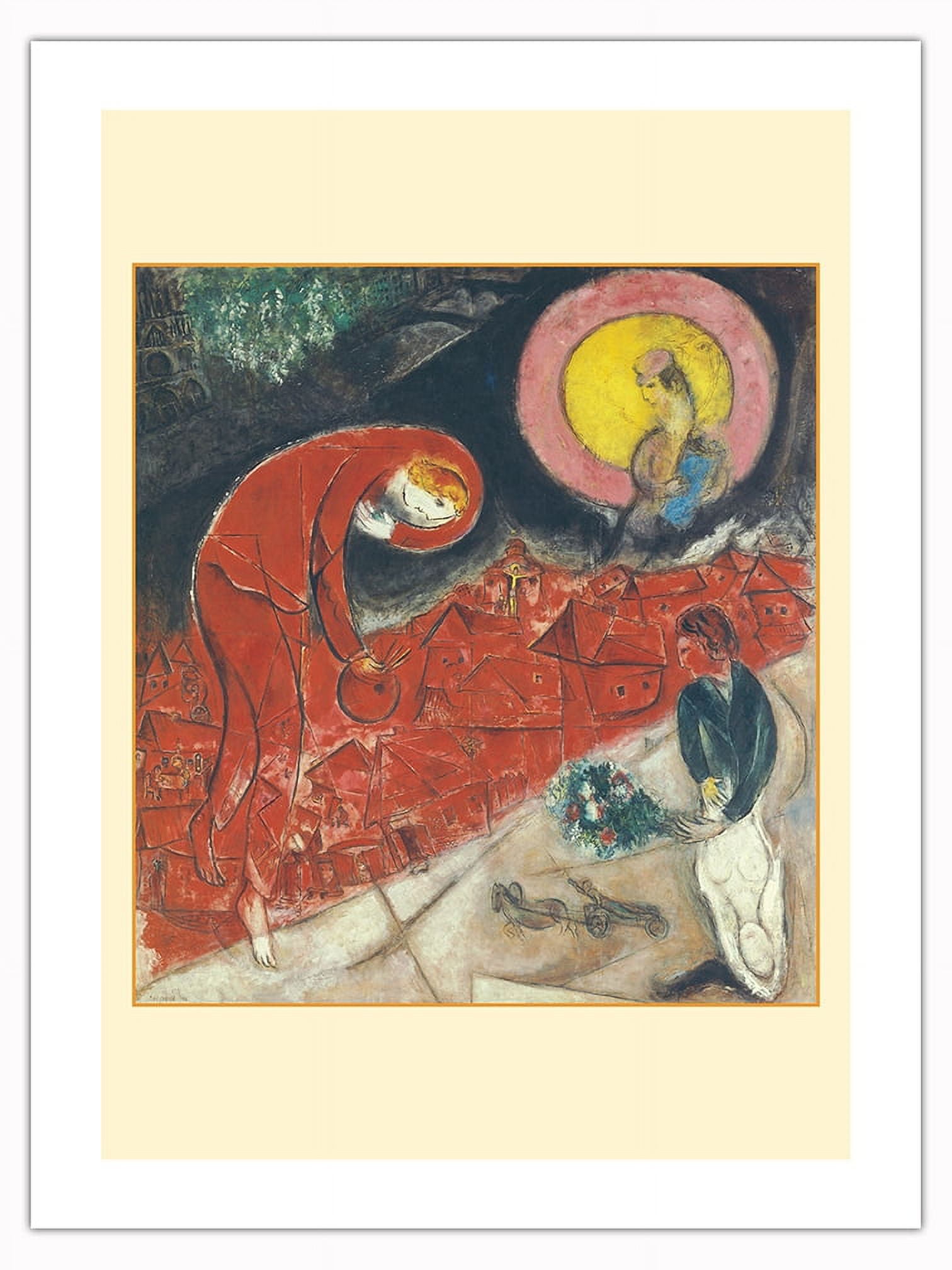 The Red Roofs - From an Original Color Painting by Marc Chagall c.1953 ...