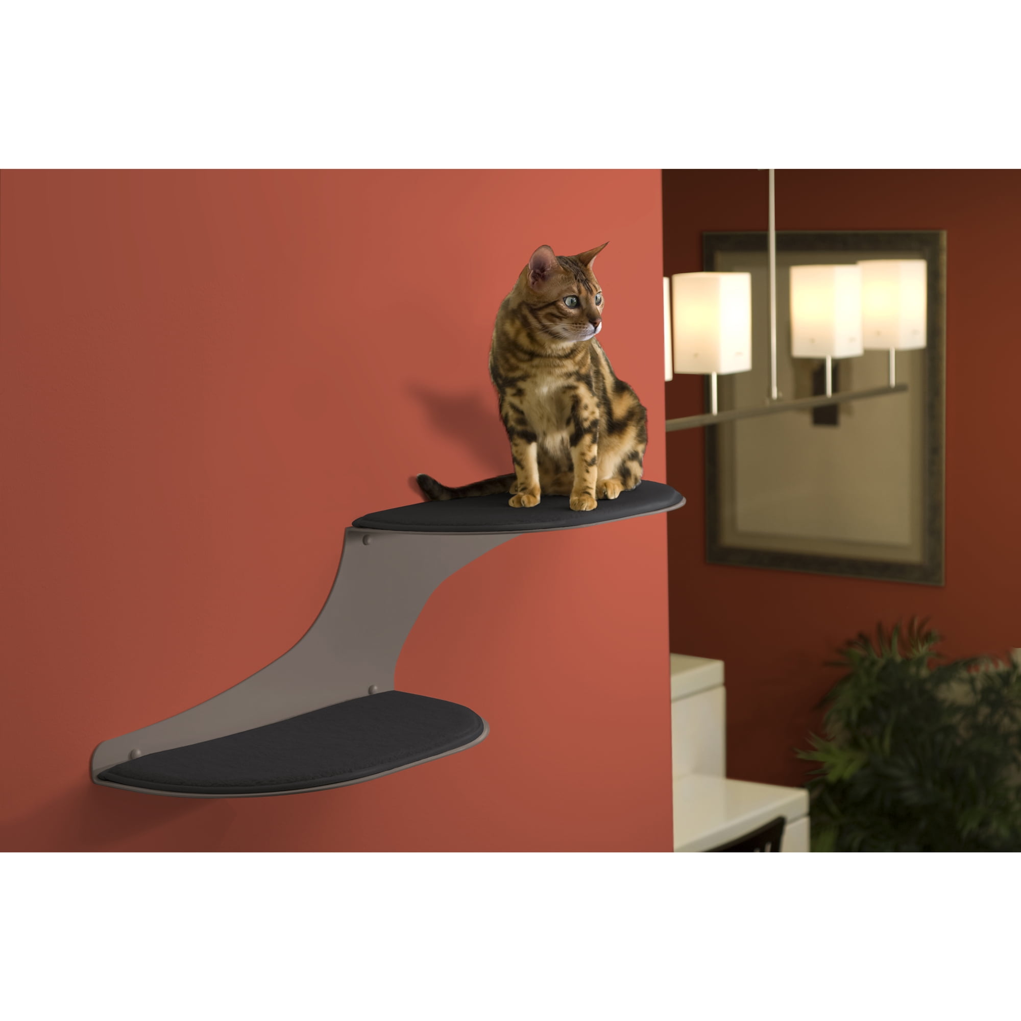 The Refined Feline Cat Clouds Cat Shelf, Titanium, Right Facing ...