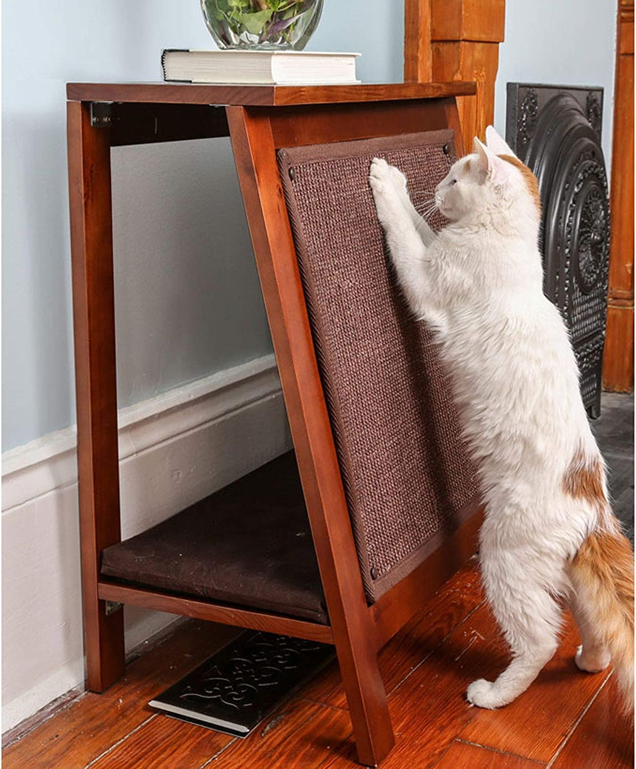 The Refined Feline Wooden Cat Furniture Bed Scratching Post, End Table ...