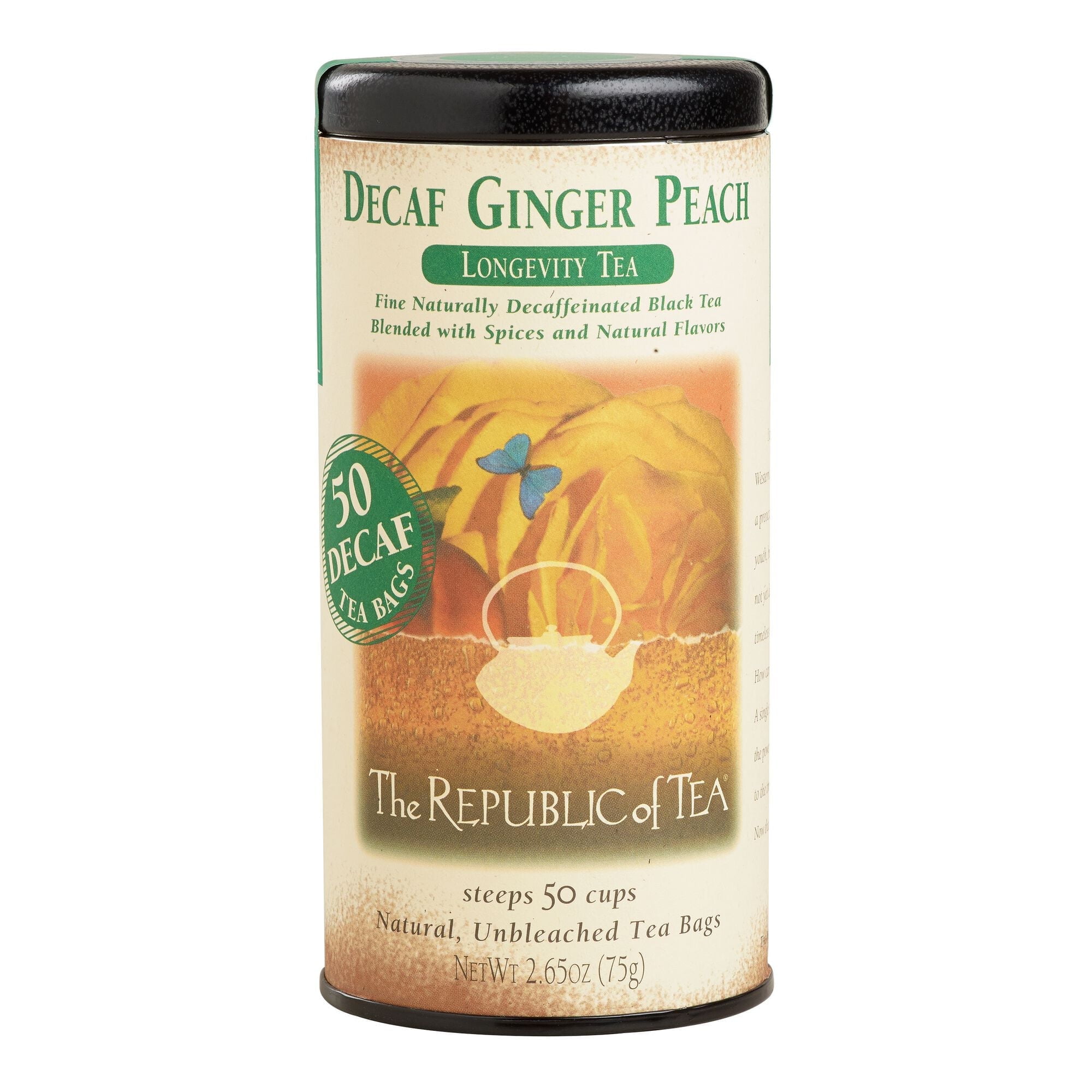 The Republic Of Tea Decaf Ginger Peach Black Tea 2.65 oz Pack of 3 ...