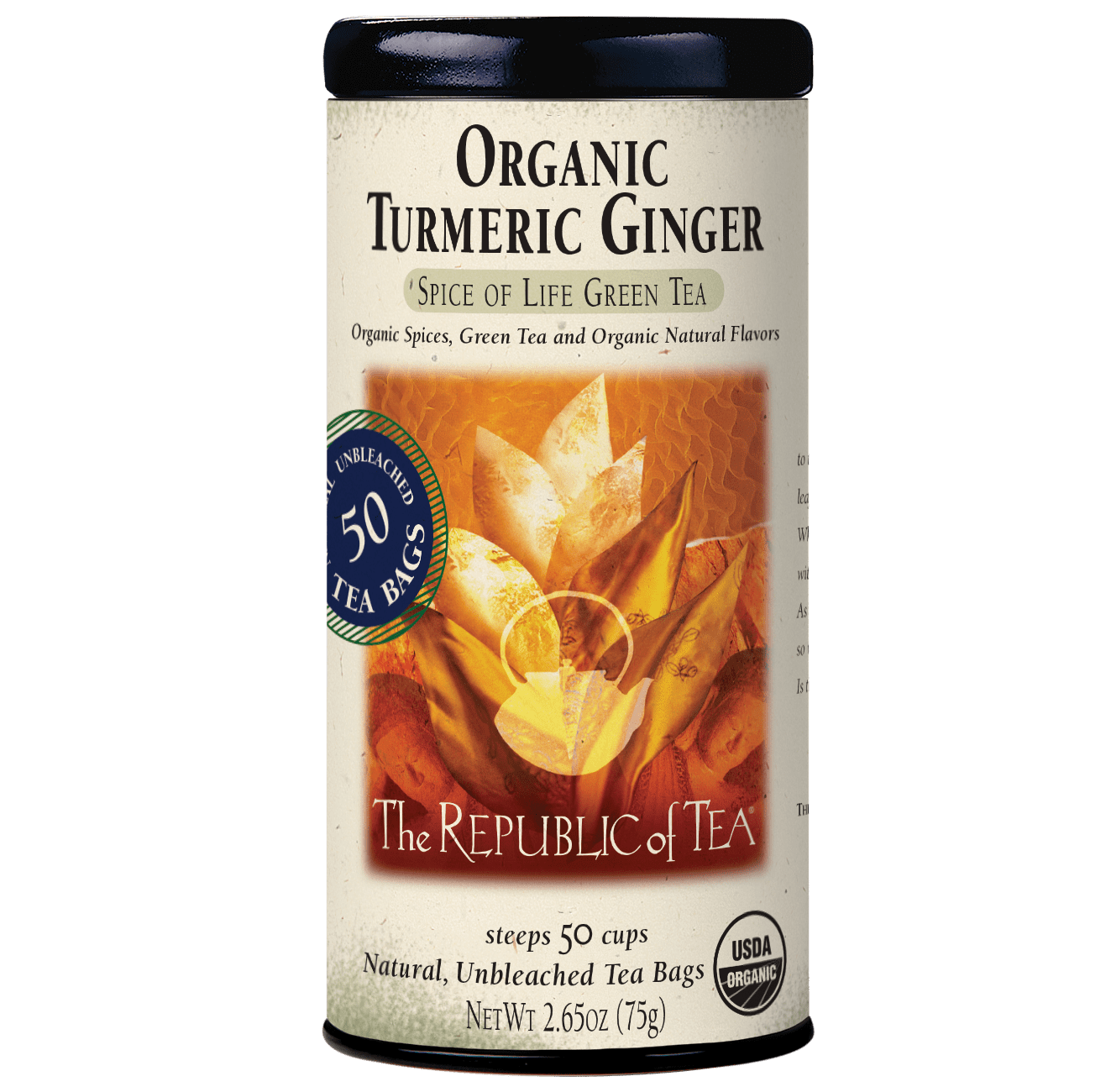 The Republic Of Tea Organic Turmeric Ginger Green Tea, 50 Bags, Herbal ...