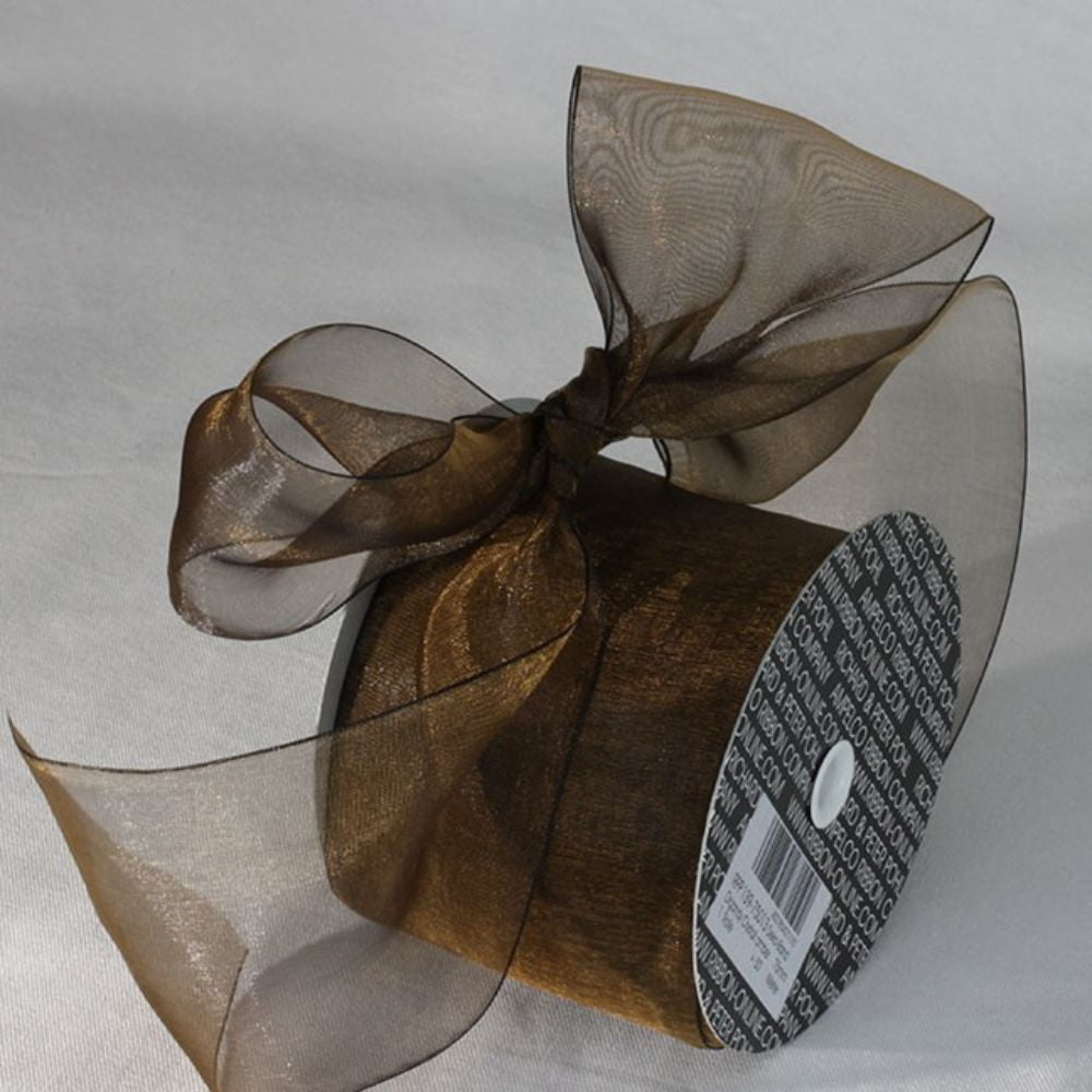 The Ribbon People Amber Brown and Black Shimmering Crystal Organdy ...