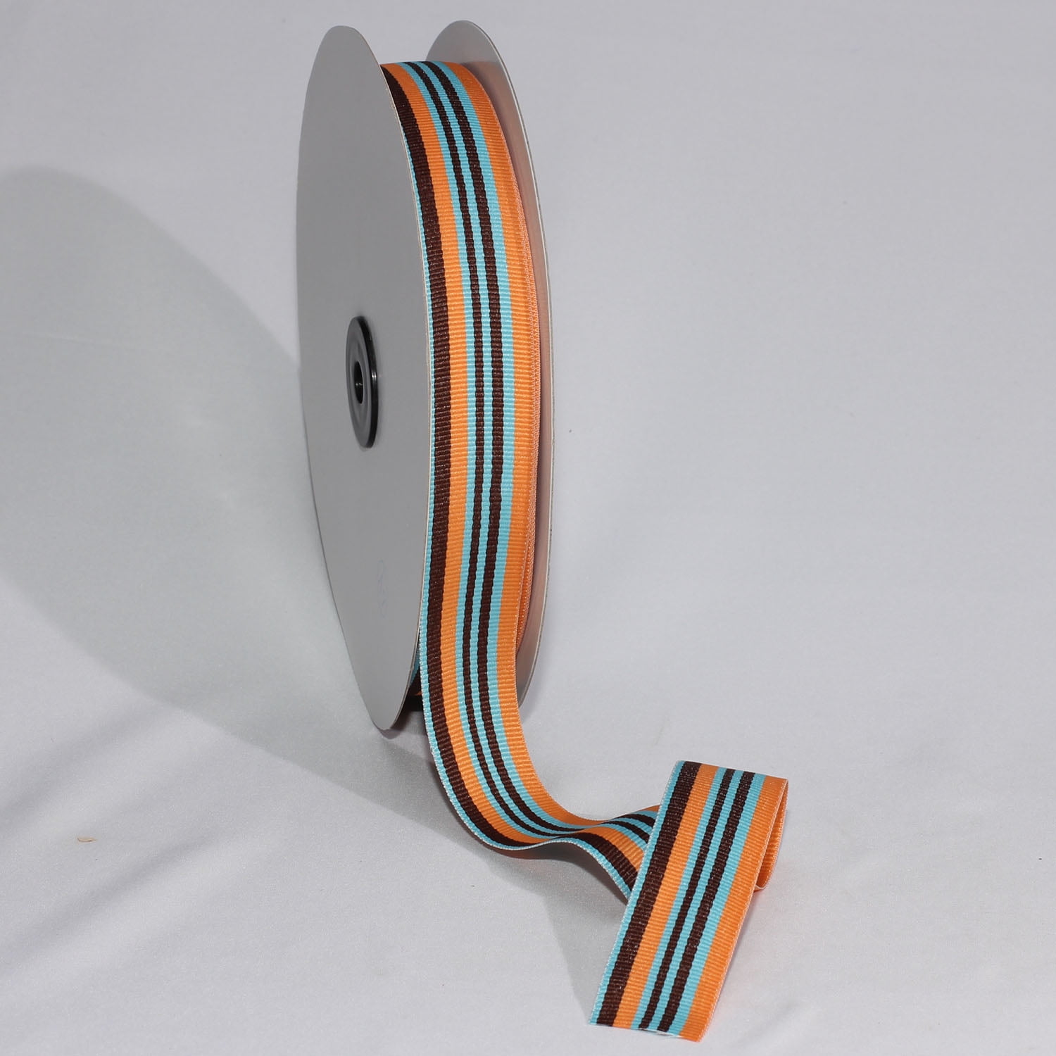 The Ribbon People Aqua Blue and Brown Striped Woven Grosgrain Craft ...