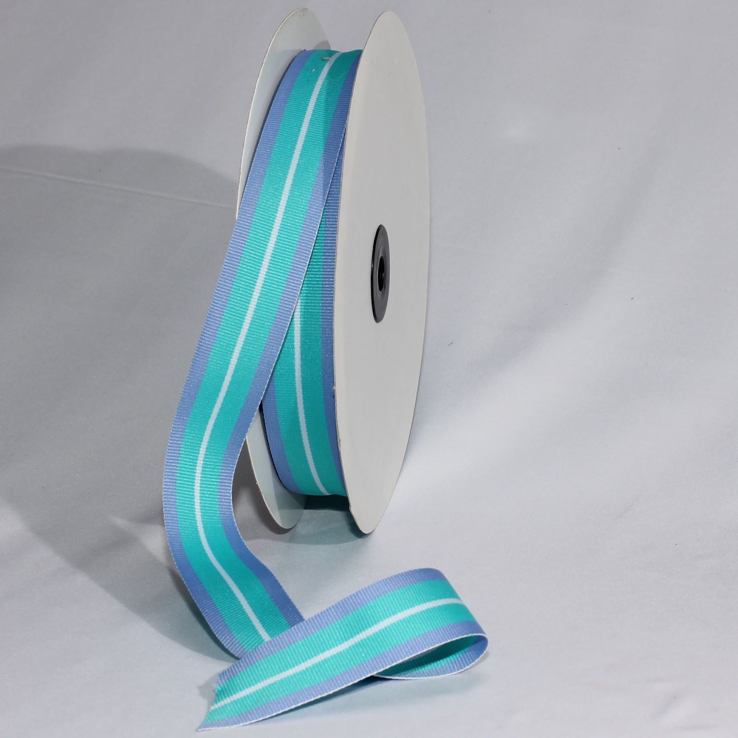 The Ribbon People Aqua Blue and White Striped Woven Grosgrain Craft ...