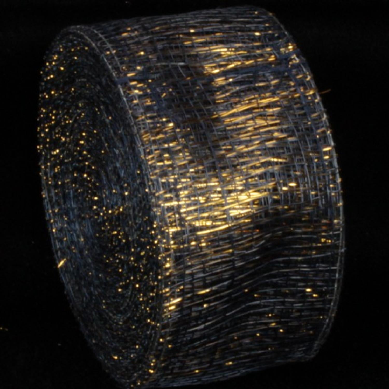 The Ribbon People Black and Silver Colored Wired Abaca Fiber Ribbon 2 x ...