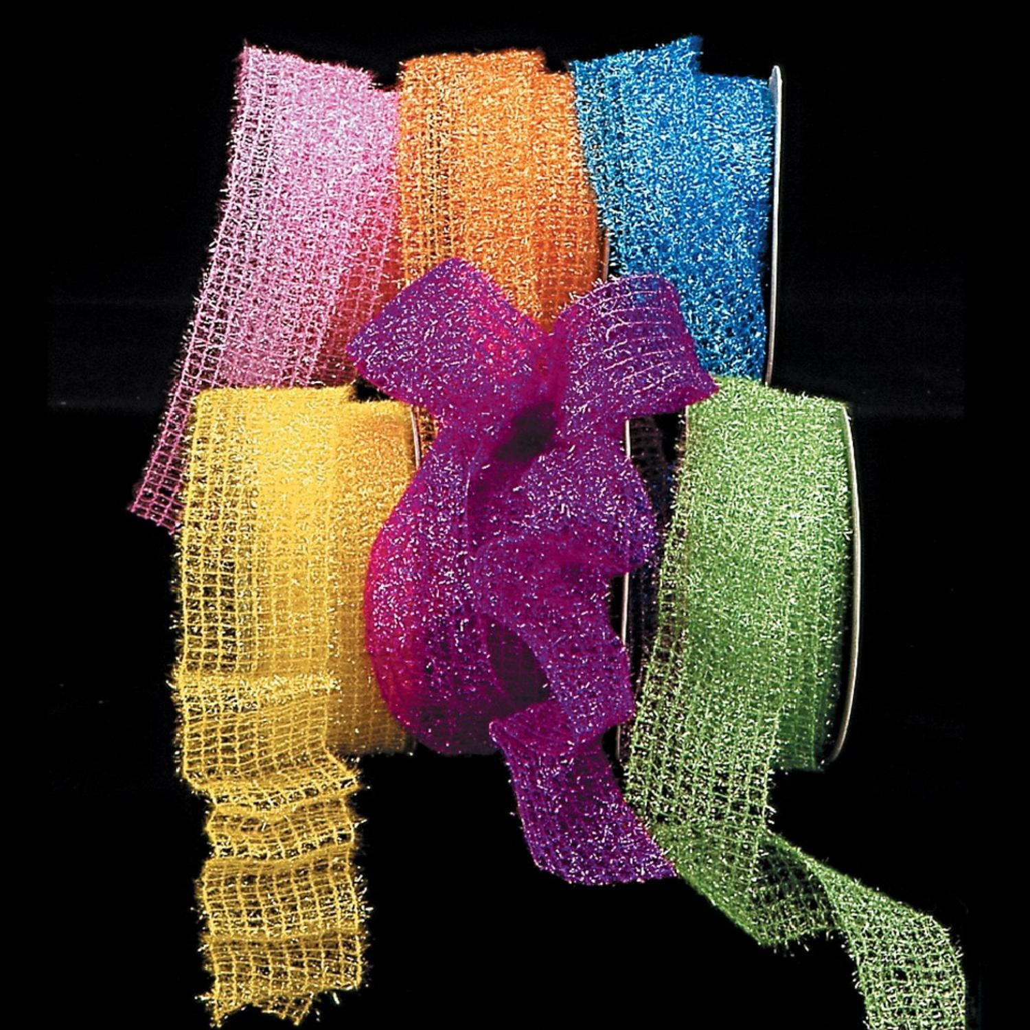 The Ribbon People Blue Fuzzy Open Weave Wired Craft Ribbon 2.25" x 20 ...