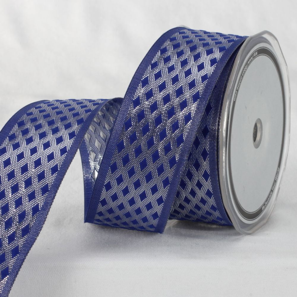 The Ribbon People Blue and Silver Colored Metallic Finish Ribbon 1.5" x ...