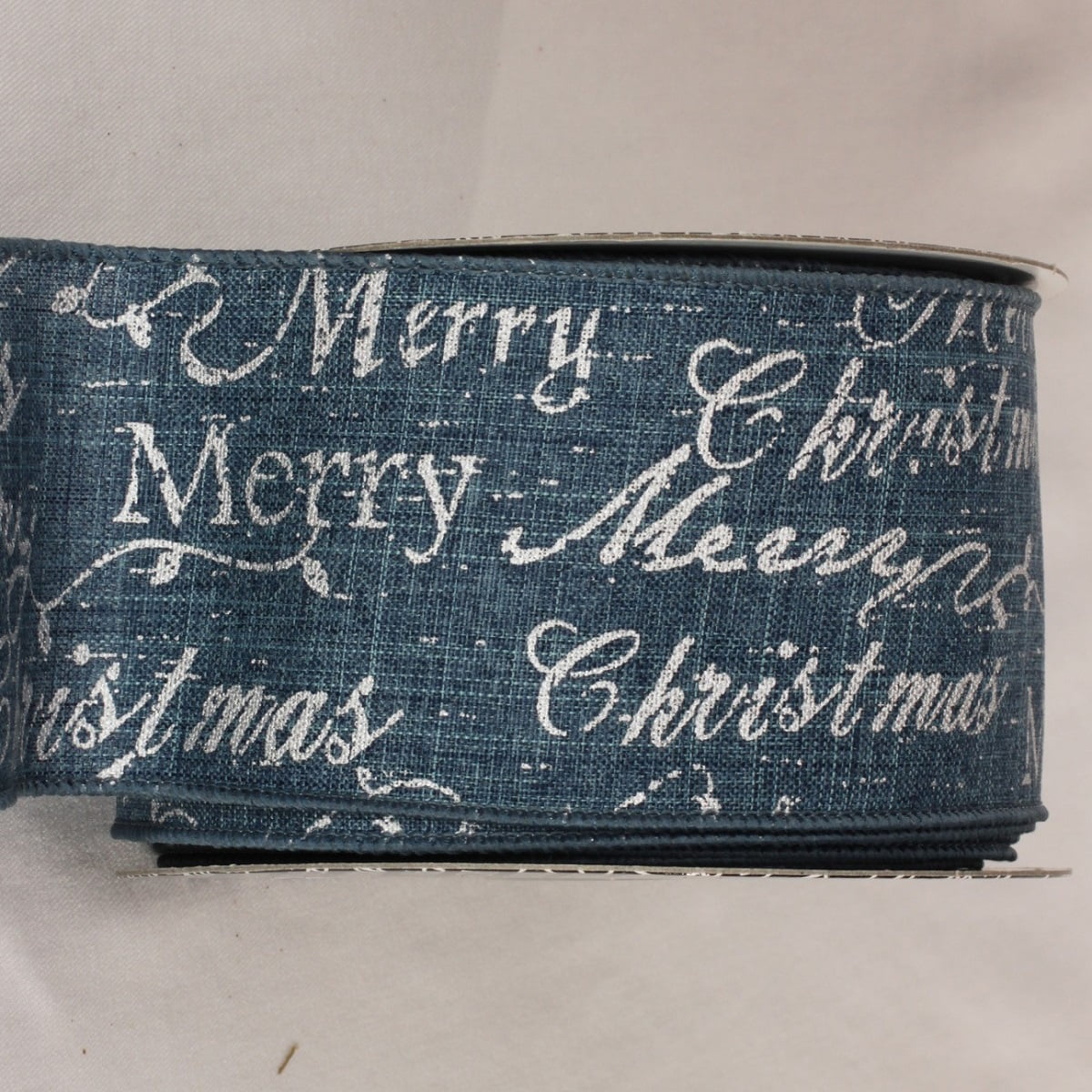 The Ribbon People Blue and Silver Merry Christmas Scripted Wired Craft ...