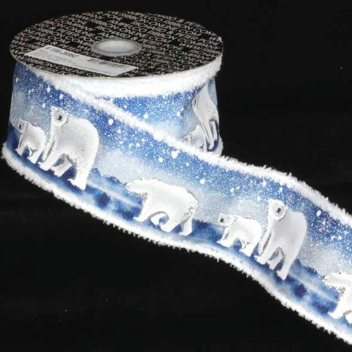 The Ribbon People Blue and White Polar Bear Wired Craft Ribbon 2.5" x ...
