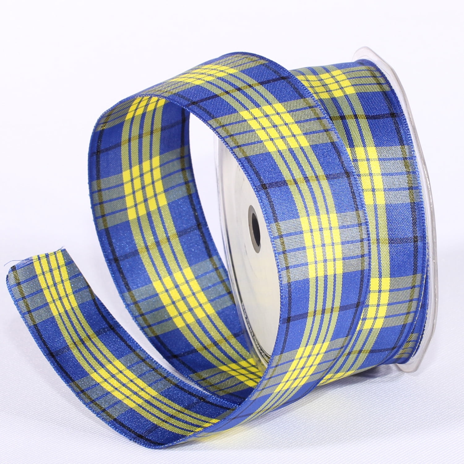The Ribbon People Blue and Yellow Plaid Wired Craft Ribbon 2.5" x 20 ...