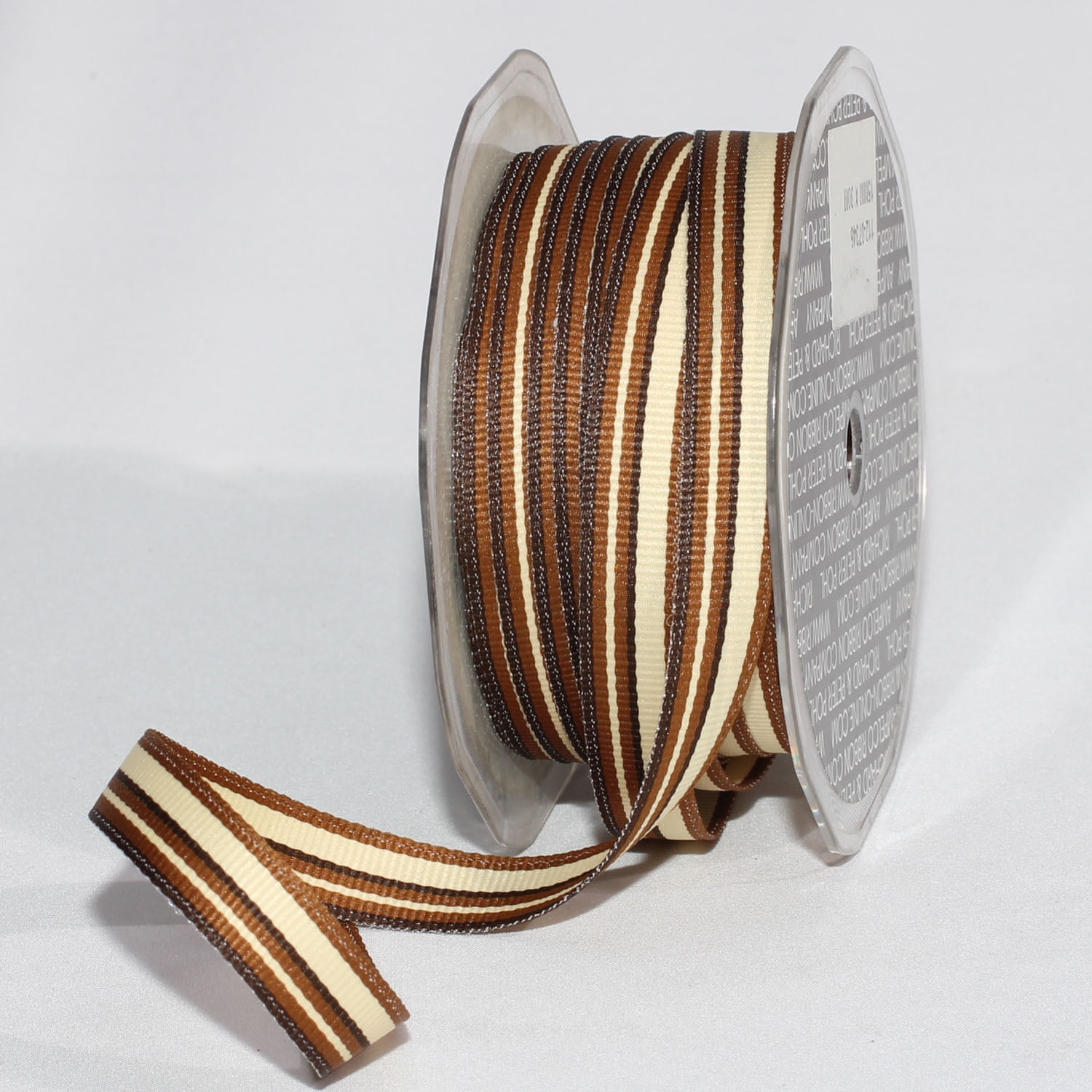 The Ribbon People Brown and Ivory French Striped Craft Ribbon 0.5" x ...