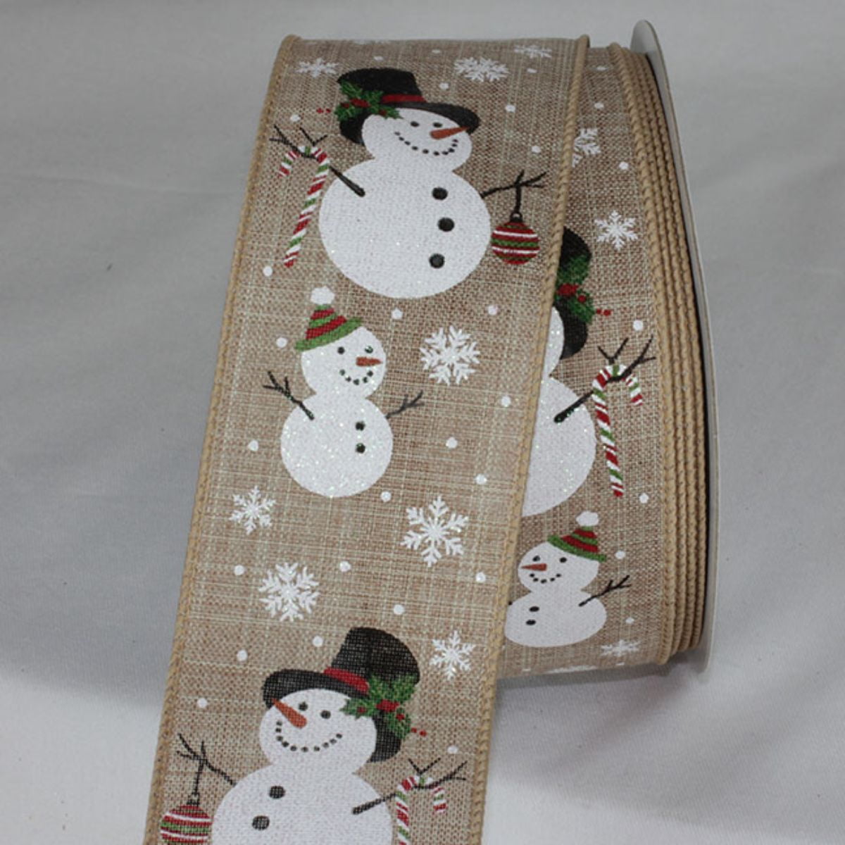 The Ribbon People Brown and White Christmas Snowman Ribbed Wired Craft ...