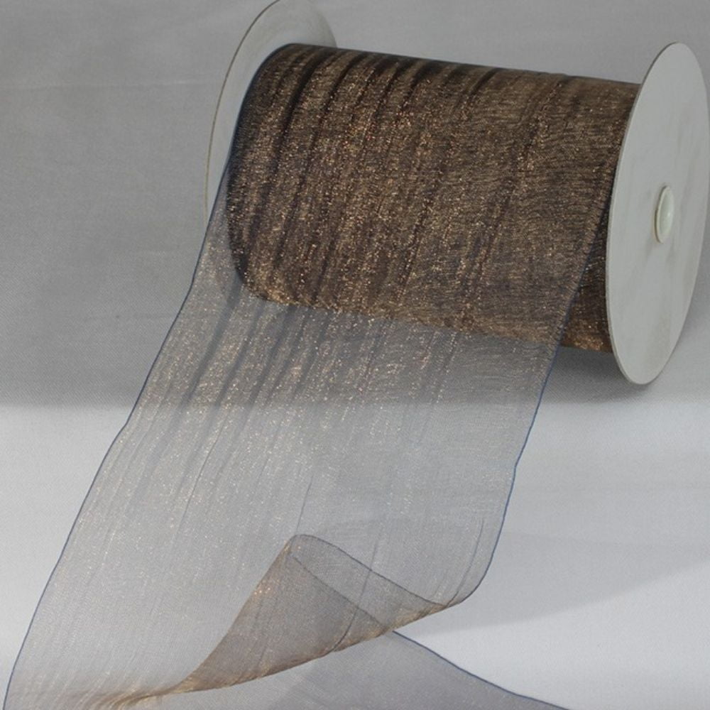 The Ribbon People Brown and White Shimmering Crystal Organdy Ribbon 4 ...