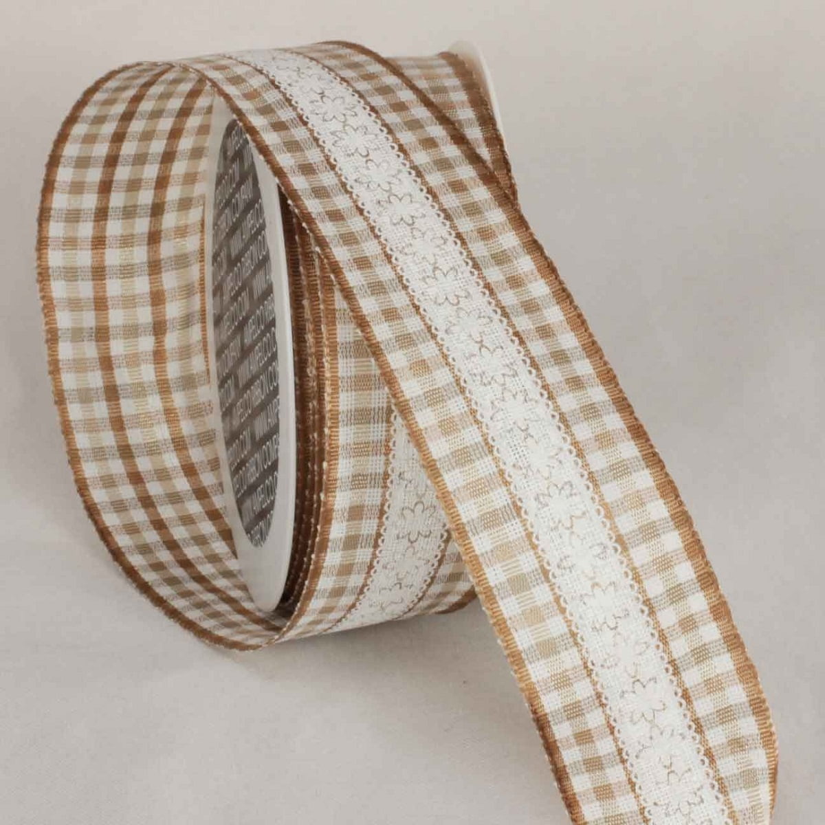 The Ribbon People Brown and White Wired Craft Ribbon 1.5" x 16 Yards ...