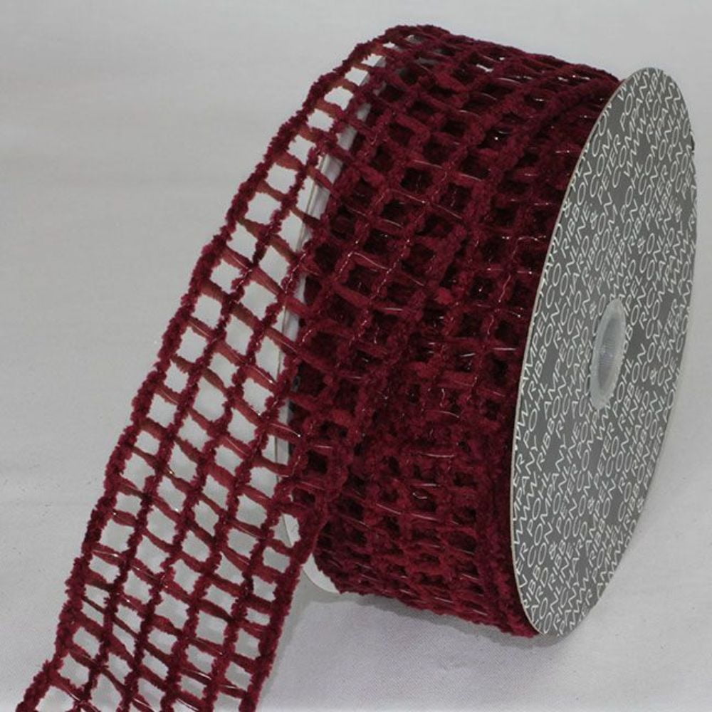 The Ribbon People Burgundy Red Netting Wired Craft Ribbon 2.5" x 20 ...