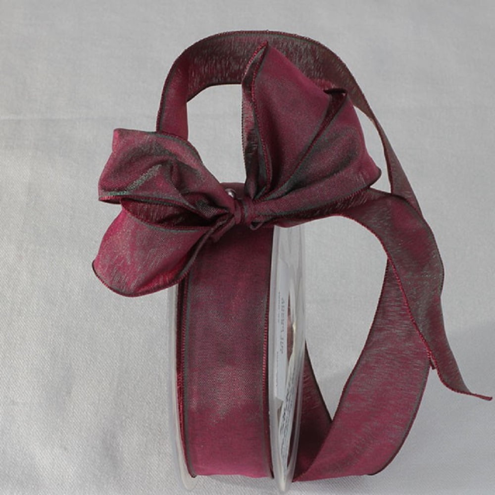 The Ribbon People Burgundy Red Solid Wired Edge Ribbon 1" x 27 Yards ...