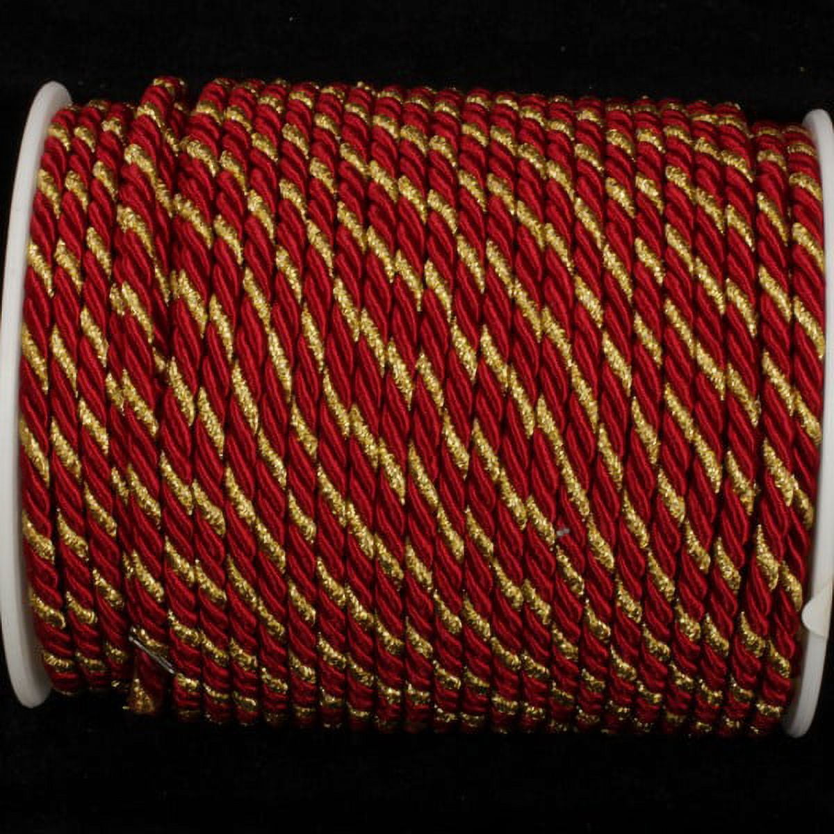 Burgundy Red and Gold Braided Cording Wired Craft Ribbon 0.25" x 55 ...