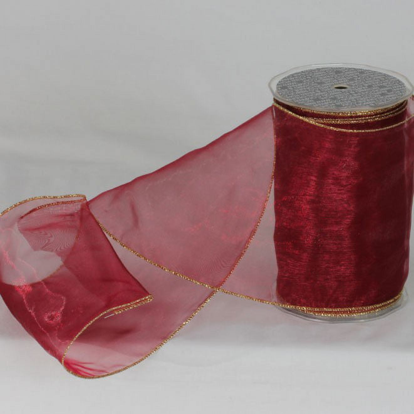 The Ribbon People Burgundy Red and Gold Ribbed Wired craft Ribbon 2" by ...
