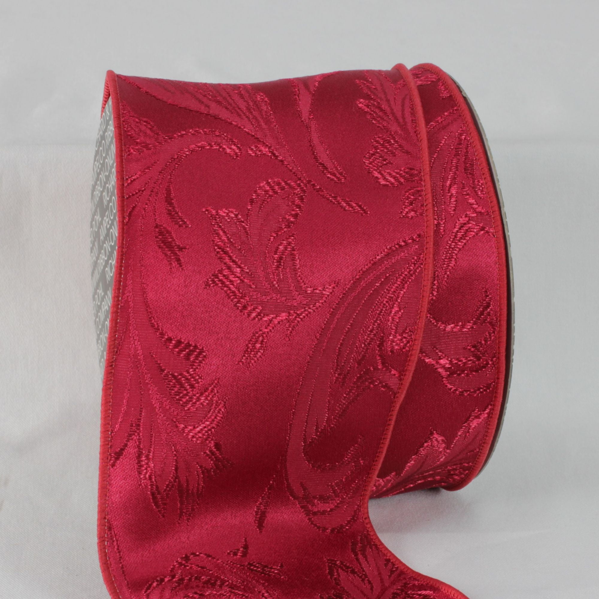 The Ribbon People Carmine Red Floral Wired Craft Ribbon 4" x 20 Yards ...