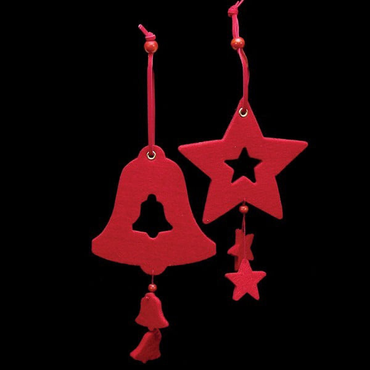 Club Pack of 18 Bright Red Color Bell and Star Felt Ornaments - Walmart.com