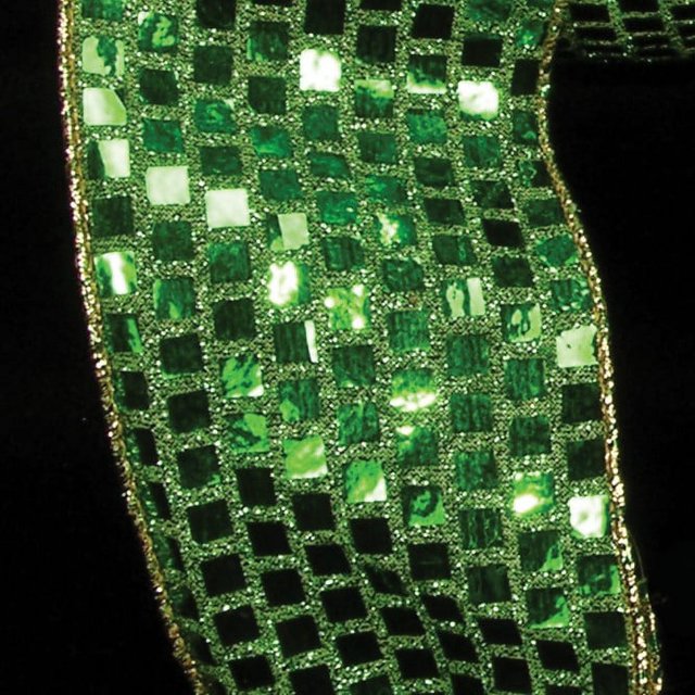 The Ribbon People Emerald Green Mirrored Wire Edged Craft Ribbon 6" x ...