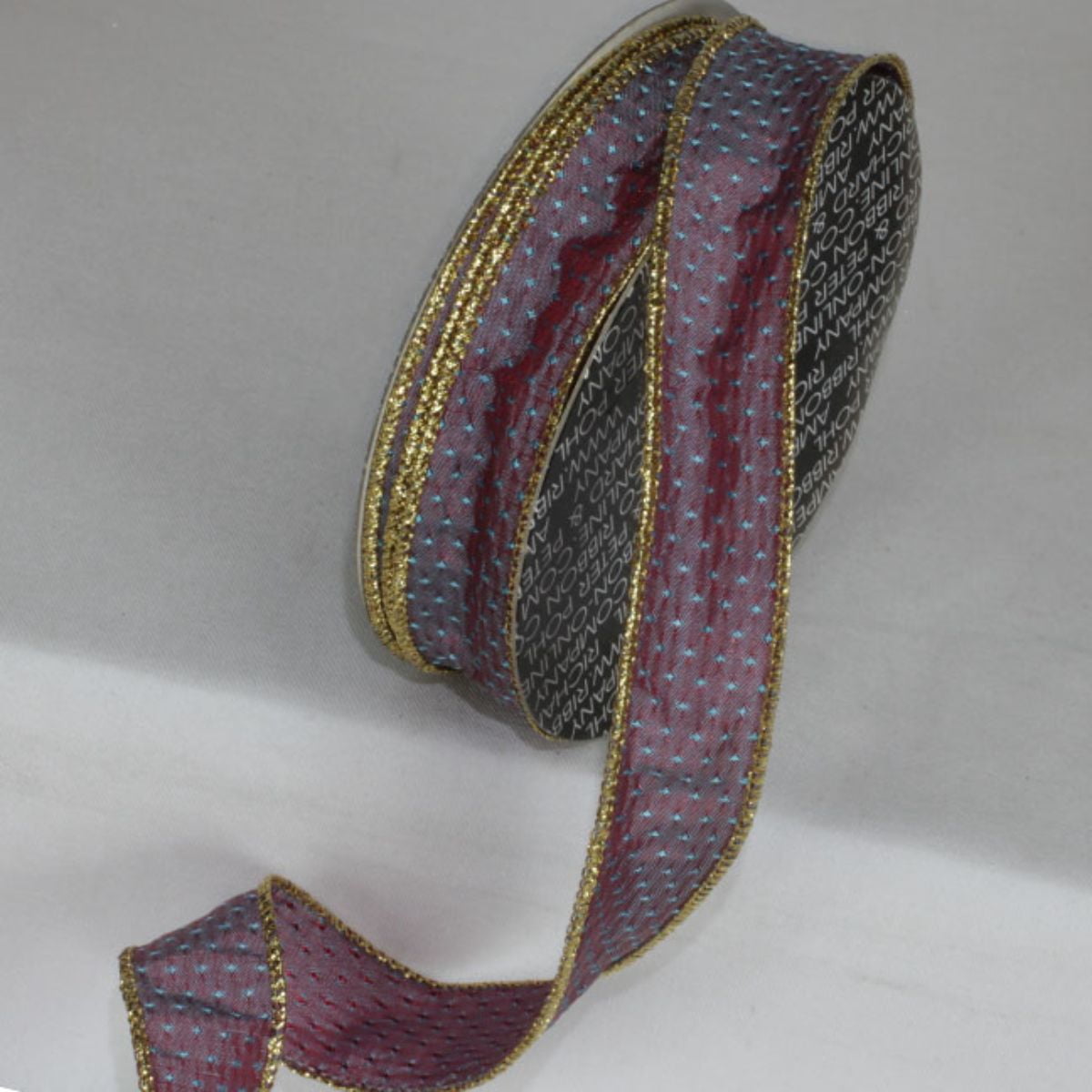 The Ribbon People Fuchsia Pink and Gold Diamonds Metallic Ribbed Wired ...