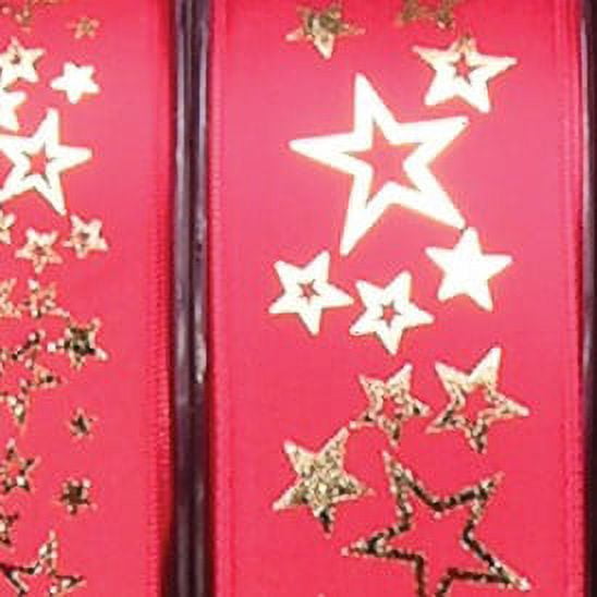 The Ribbon People Gold and Red Star Print Craft Ribbon 1" x 54 Yards ...