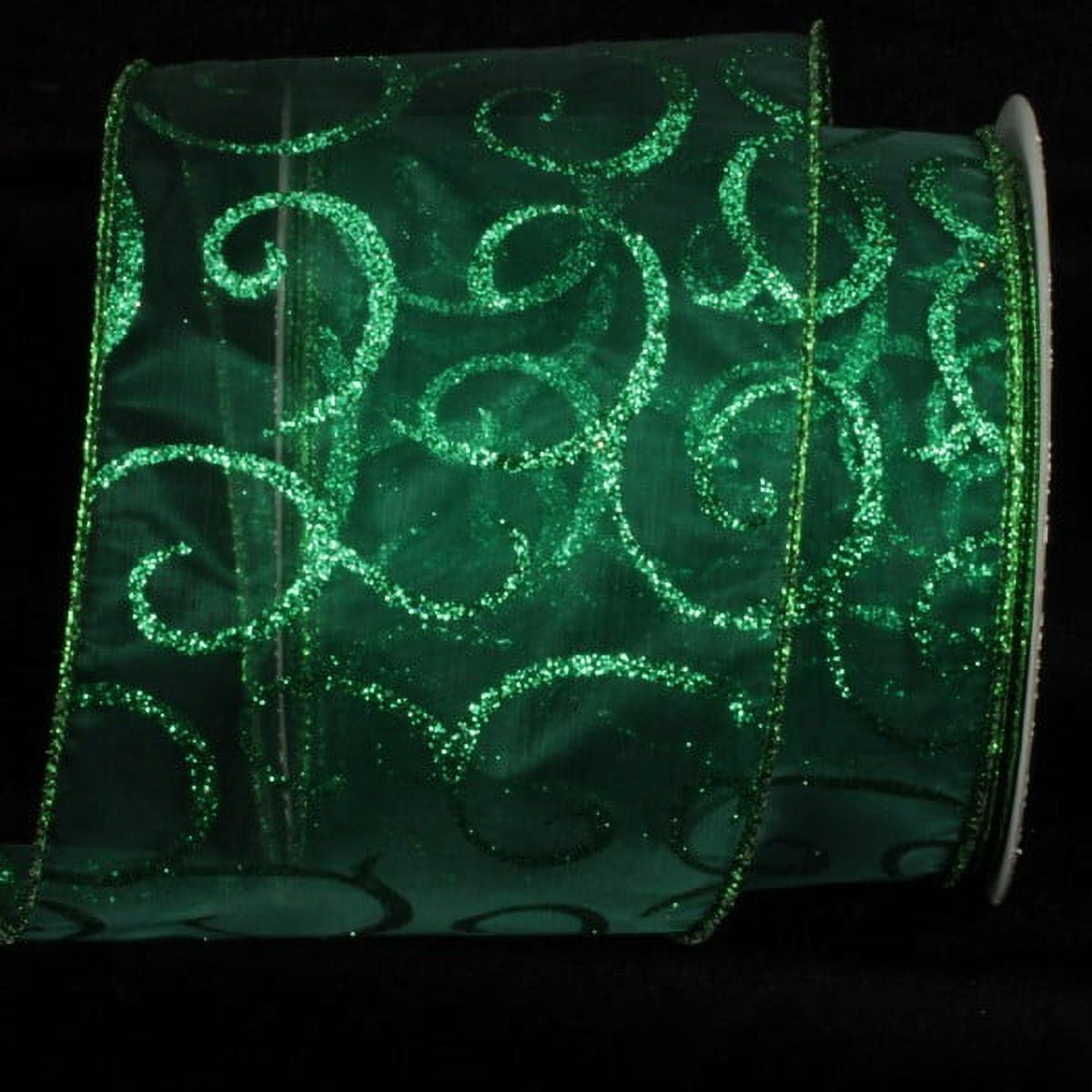 The Ribbon People Green Swirl Print Wired Craft Ribbon 4" x 20 Yards ...