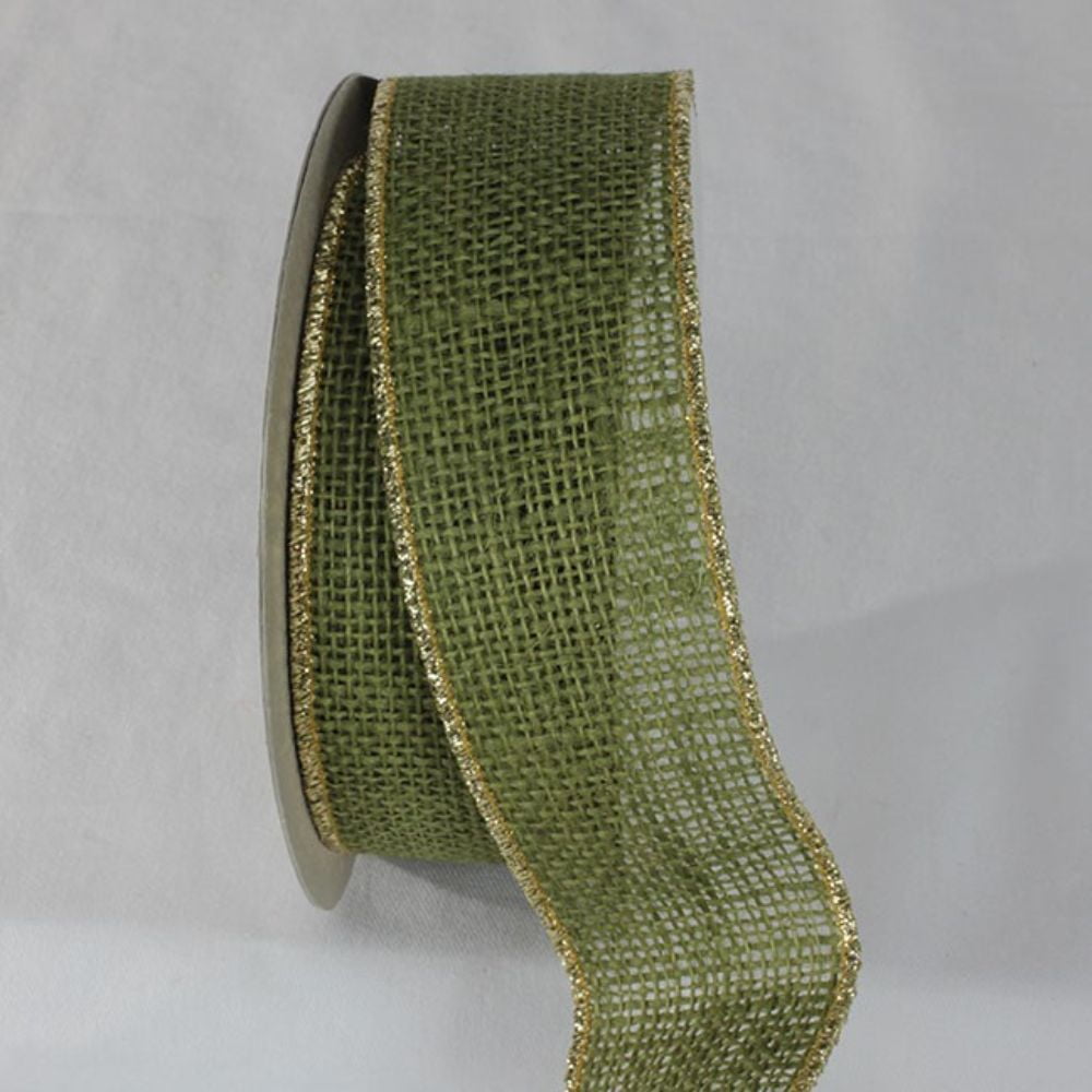 The Ribbon People Green and Gold Colored Wired Edge Burlap Ribbon 2" x ...