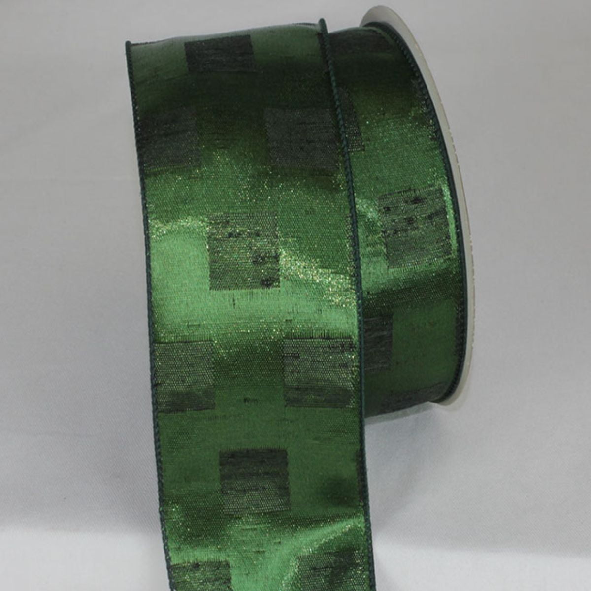 The Ribbon People Hunter Green and Black Squares Metallic Wired Craft ...