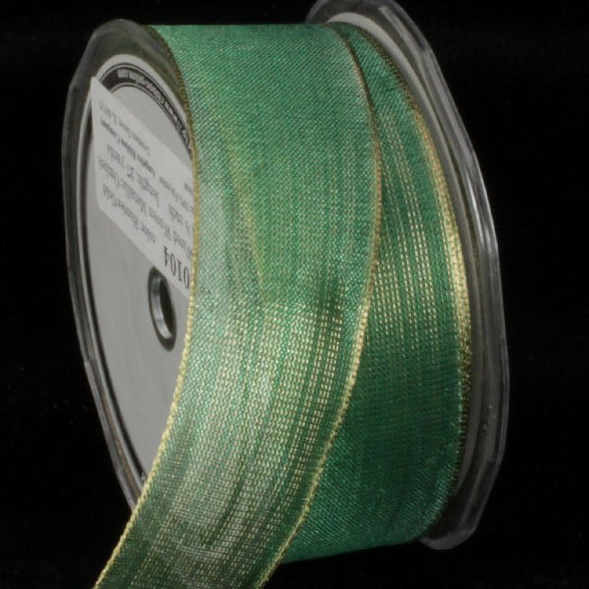 The Ribbon People Hunter Green and Gold Ombre Sheer Woven Metallic ...