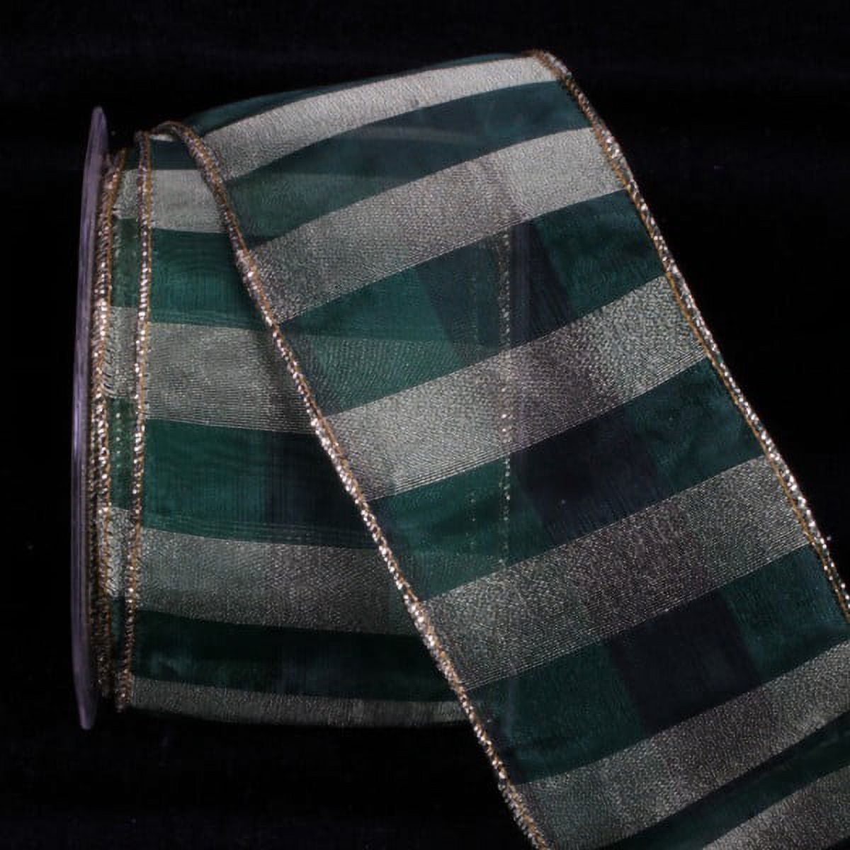 The Ribbon People Hunter Green and Gold Stripes Wired Craft Ribbon 2.5 ...