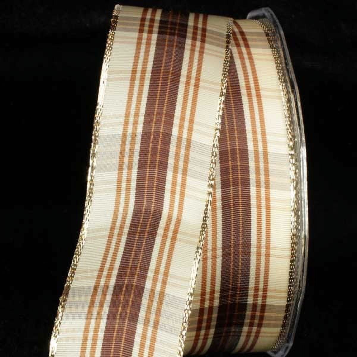 The Ribbon People Ivory and Gold French Plaid Wired Craft Ribbon 1.5" x ...