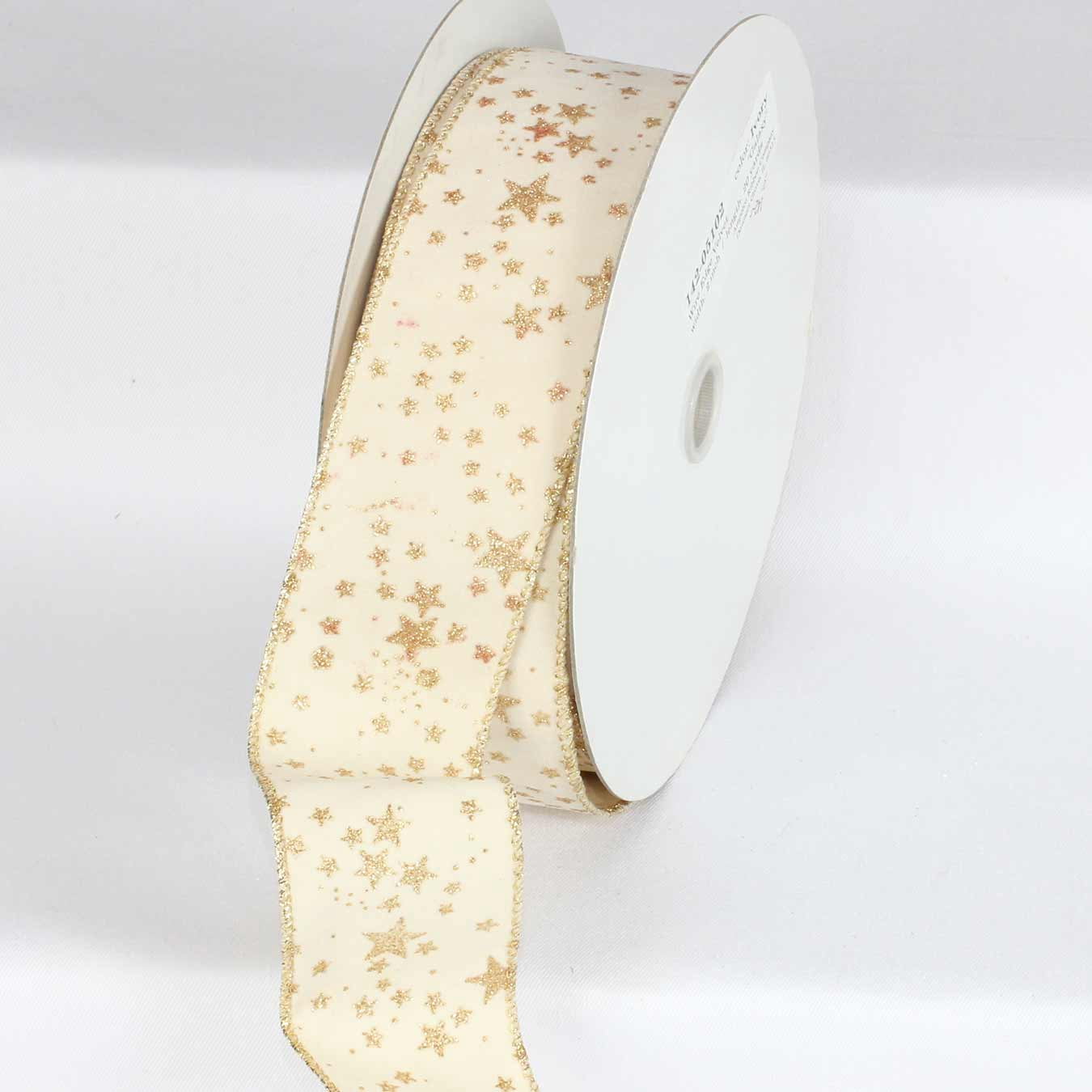 The Ribbon People Ivory and Gold Galaxy Wired Craft Ribbon 2" x 20 ...