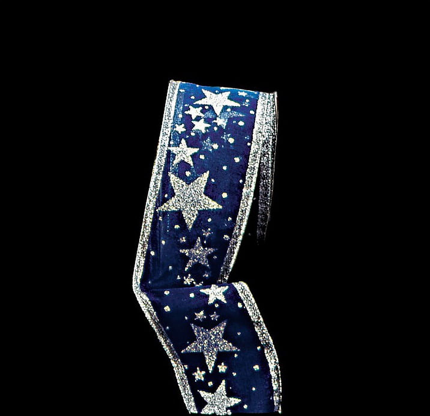 The Ribbon People Navy Blue and Silver Stars Sheer Wired Craft Ribbon 2 ...